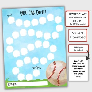 Baseball Reward Chart for Kids Behavior Chart Printable, Chore Chart ...