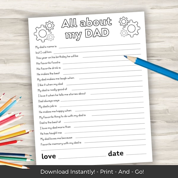 Printable Questionnaire for Kids - Etsy
