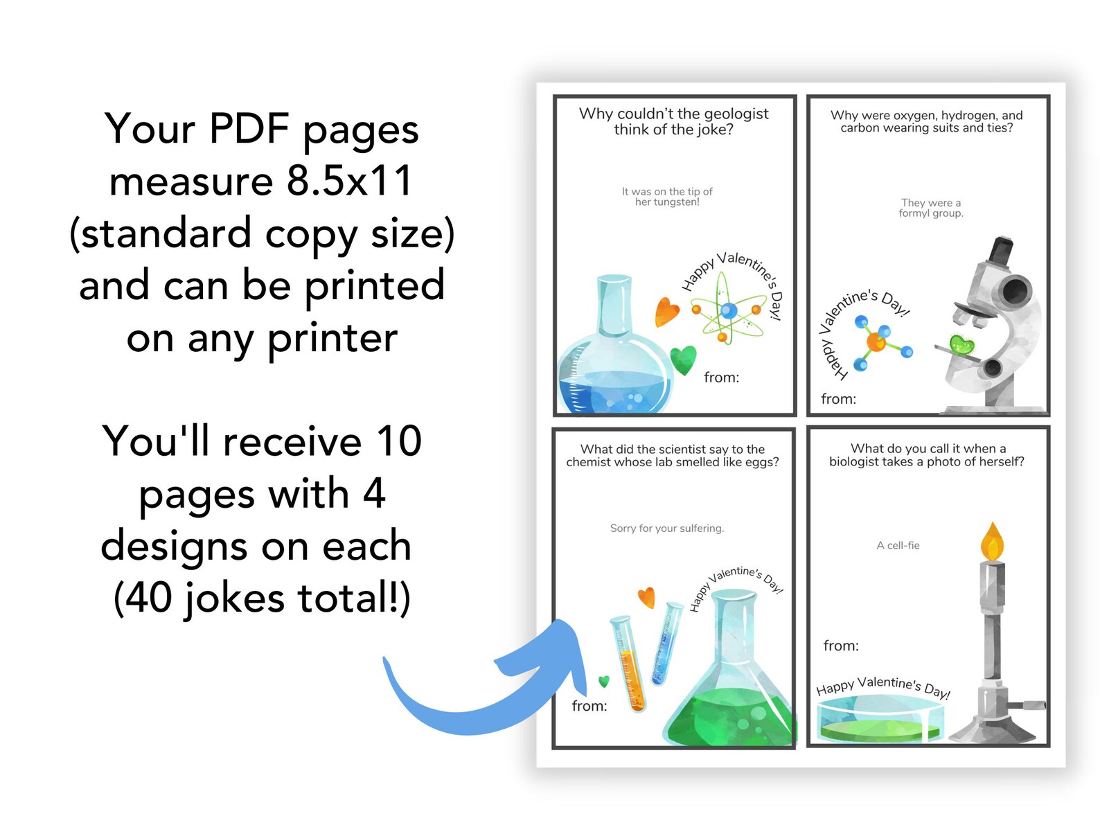 Science Printable Valentine Cards for Kids Valentines Cards - Etsy