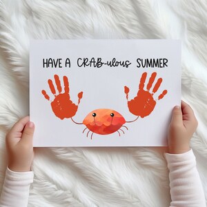 Handprint Crab Craft, Printable Summer Handprint Art, End of School ...