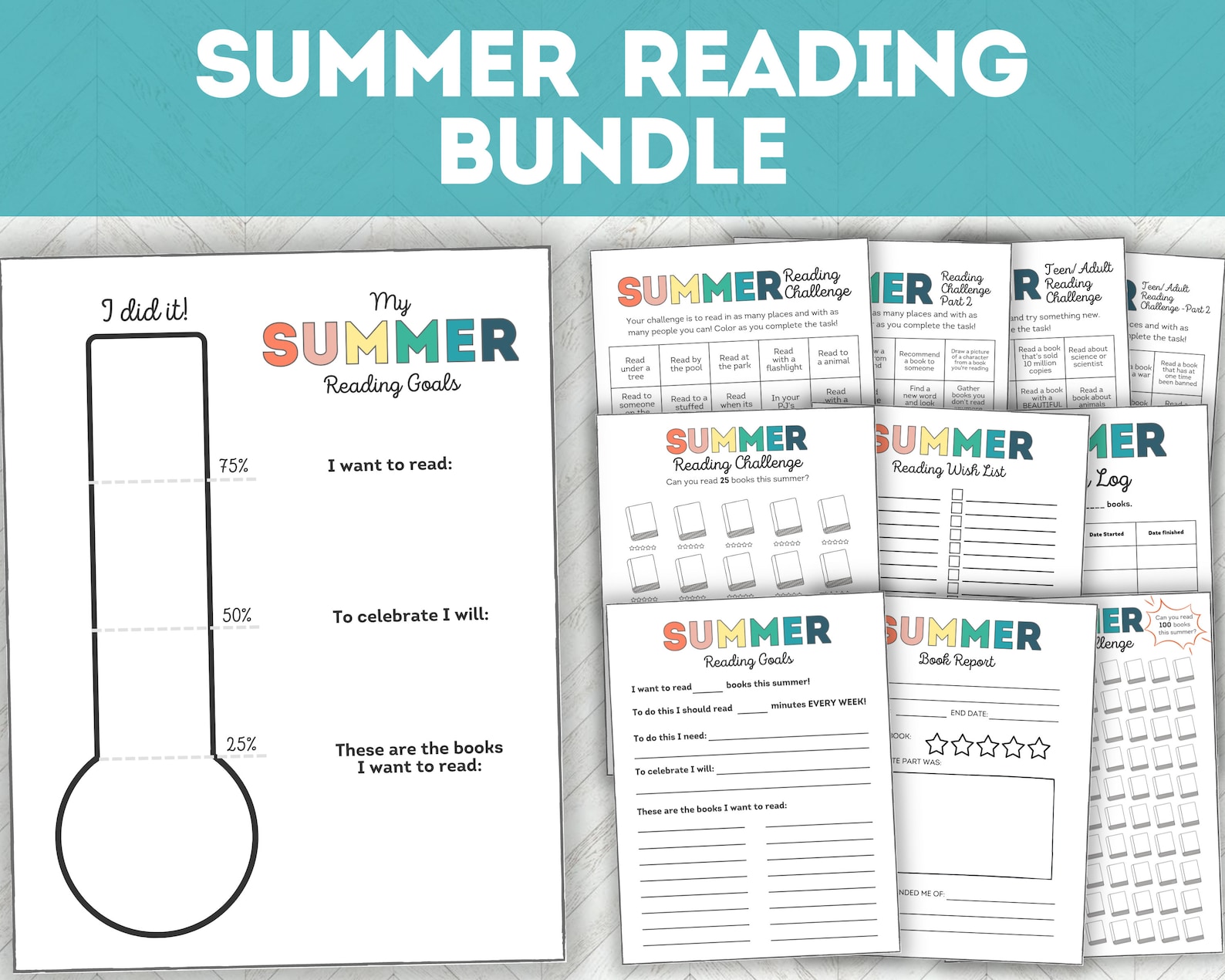 Summer Reading Challenge Printable Teen Adult or Kids - Etsy
