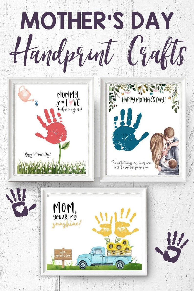 Mothers Day Flower Handprint Crafts for Kids, Mom Gift From Kids ...