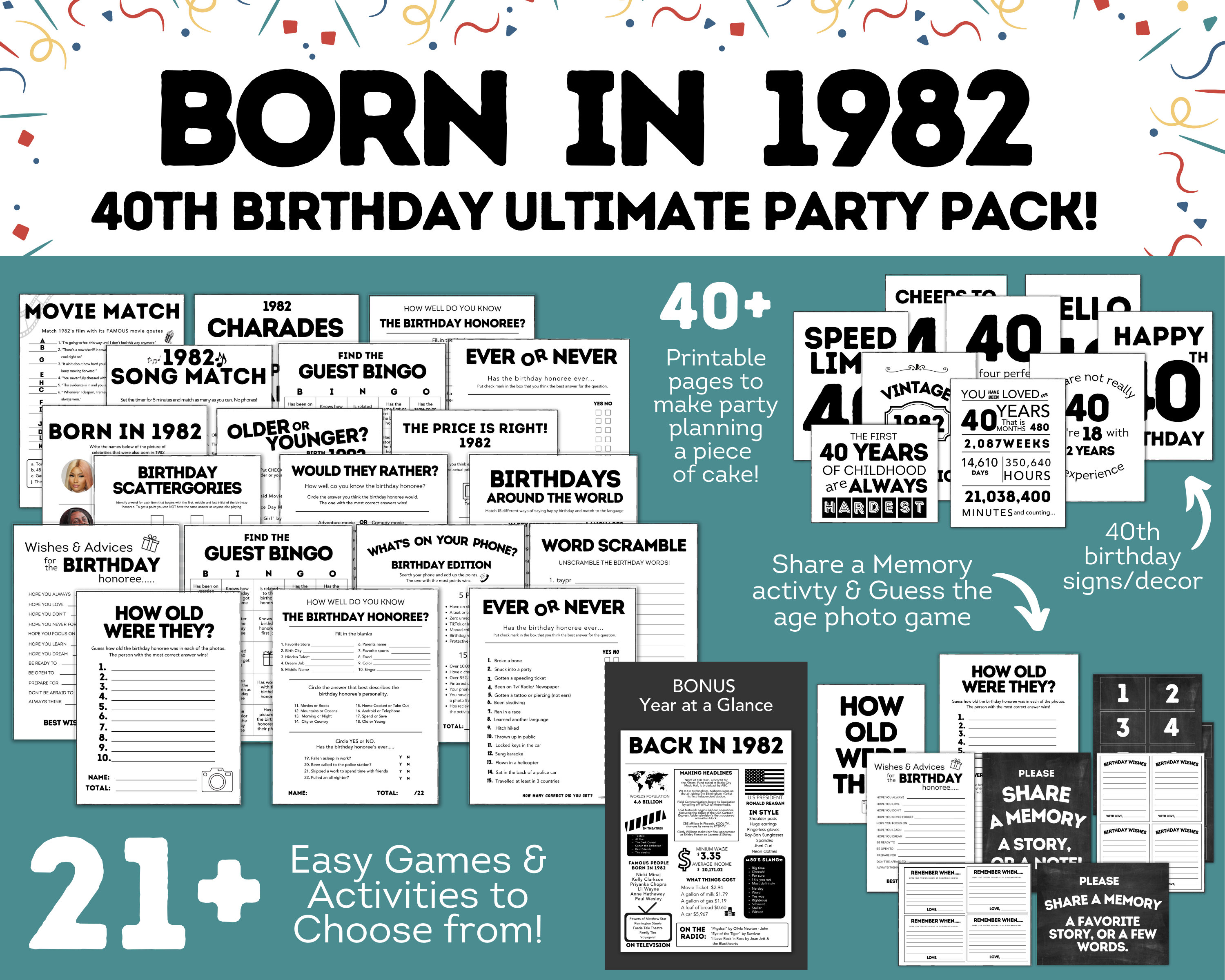 40th Birthday Games 40 Birthday 40th Birthday Party Games - Etsy