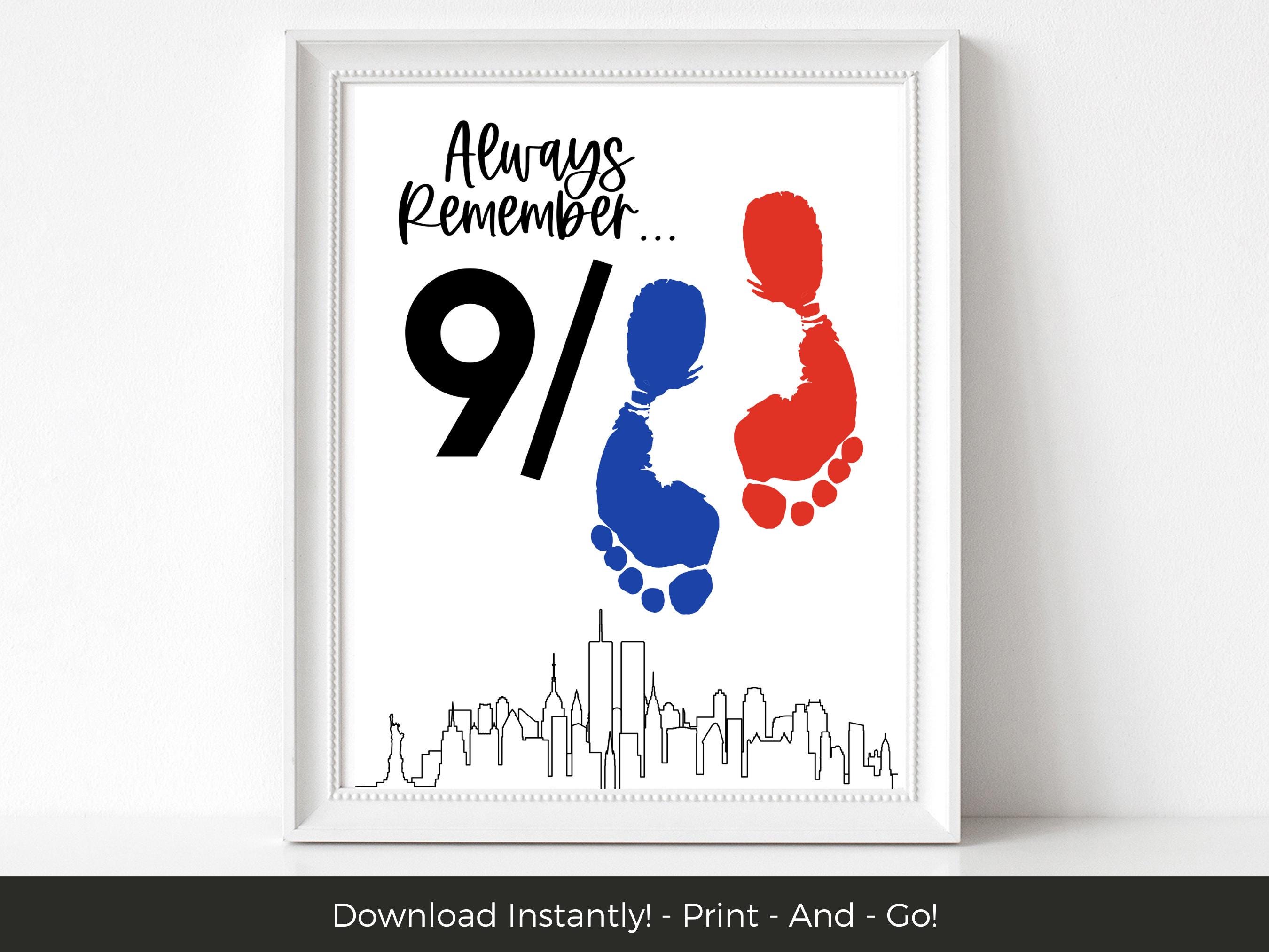 9/11 Footprint Craft Printable, Always Remember September 11 Activity ...
