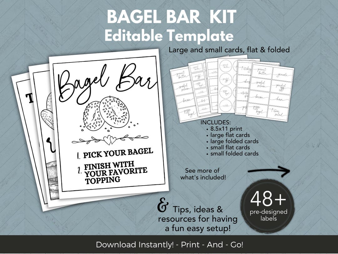 Bagel Bar Kit, Bagel Bar Sign for Christmas, Wedding, Birthday, Baby ...