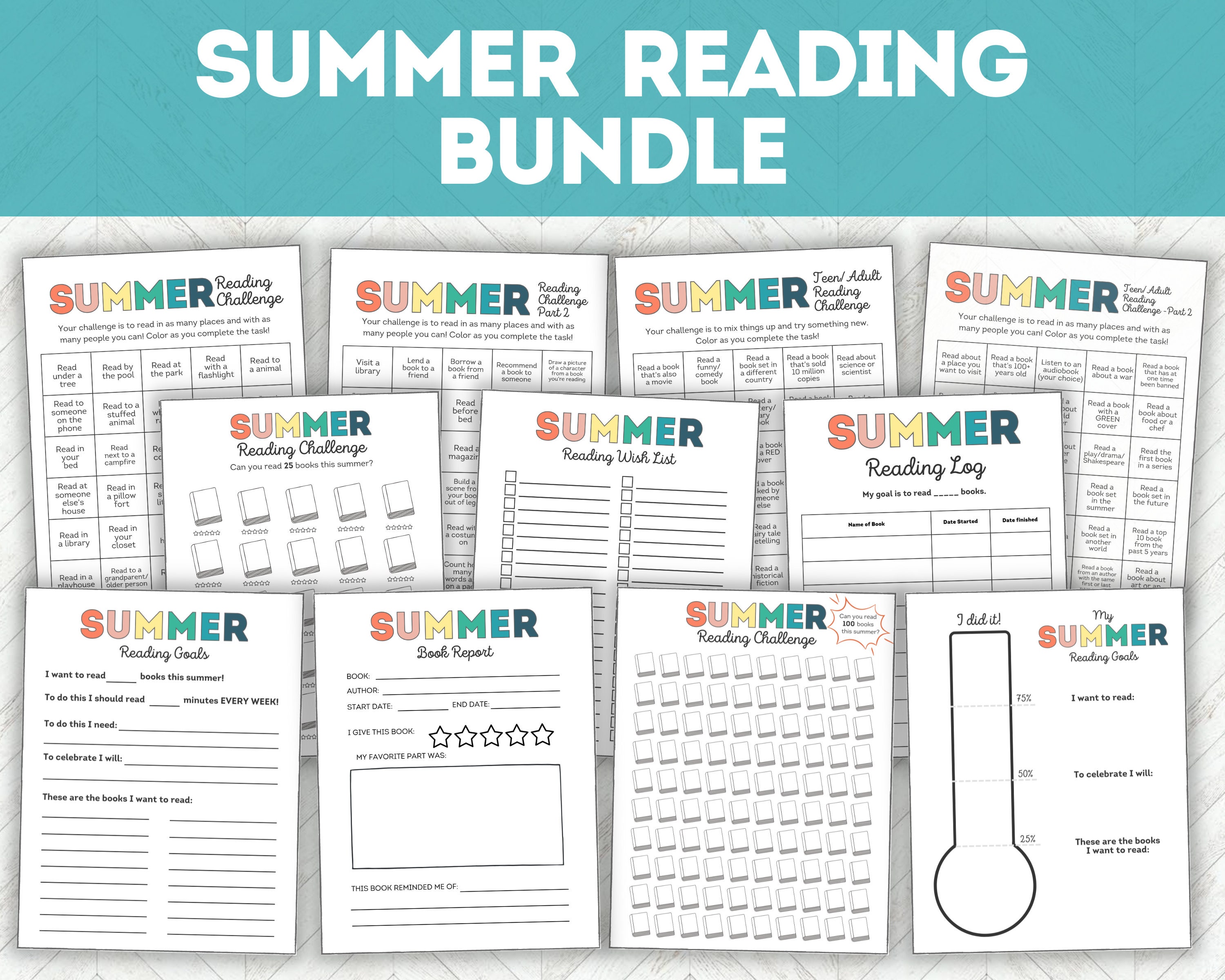 Summer Reading Challenge Printable Teen Adult or Kids - Etsy