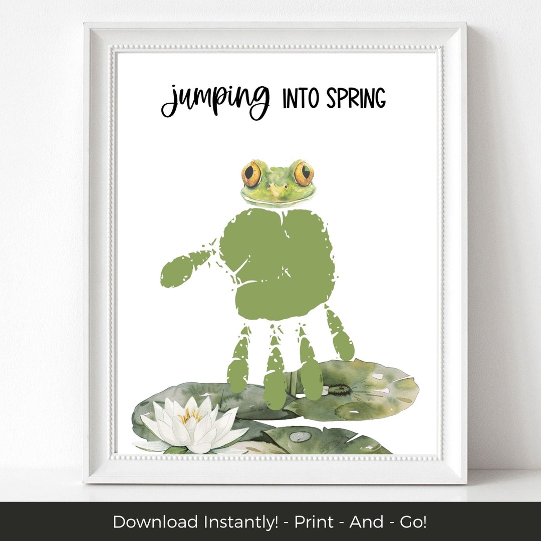 Jumping Into Spring Frog Handprint Activity, Preschool or Toddler ...