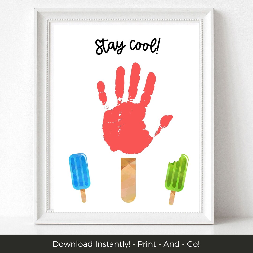 Popsicle Art, Summer Handprint Art, Printable Handprint Craft Ice Cream ...