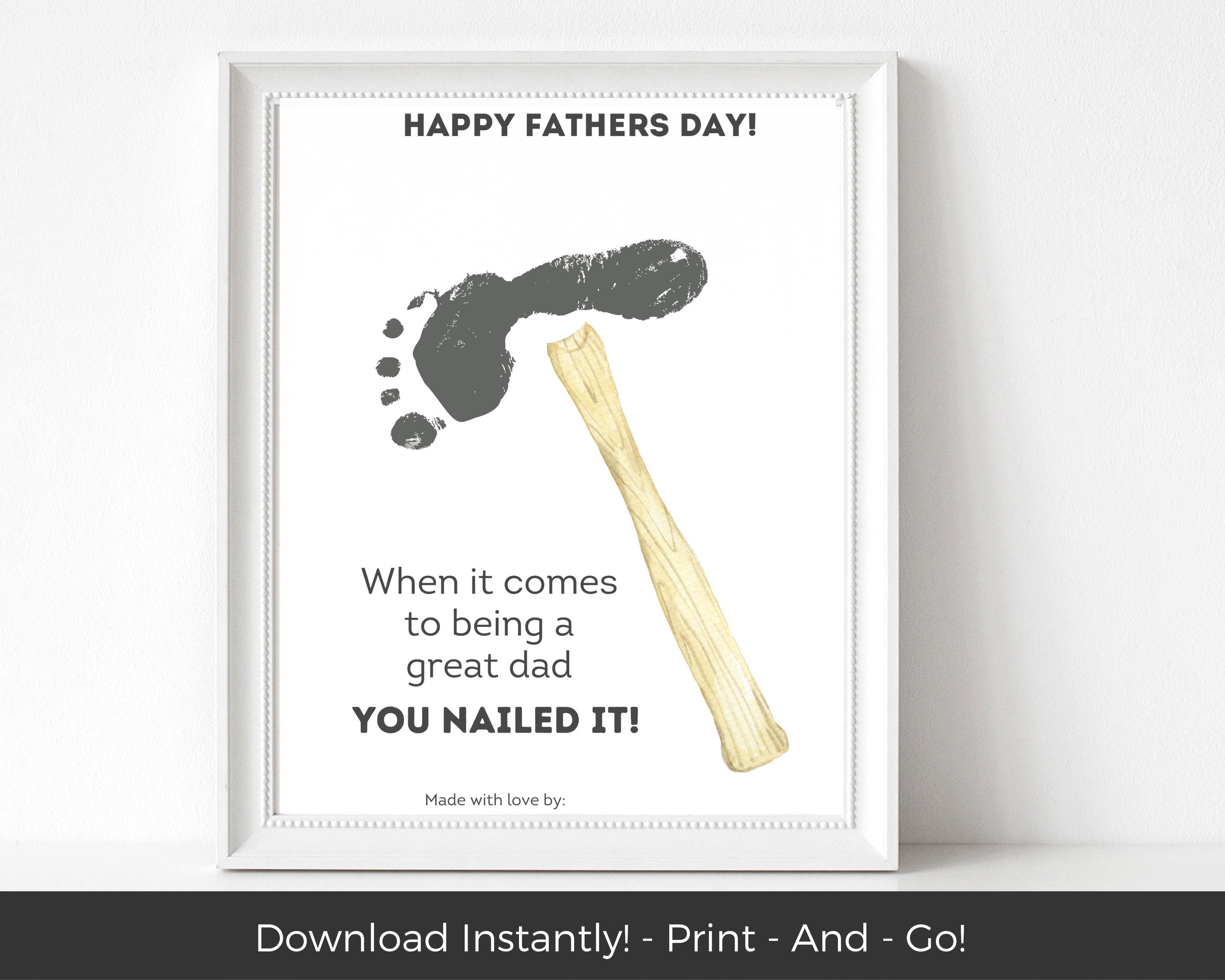 Kids Handprint Art Printable Fathers Day Card From Baby Look - Etsy