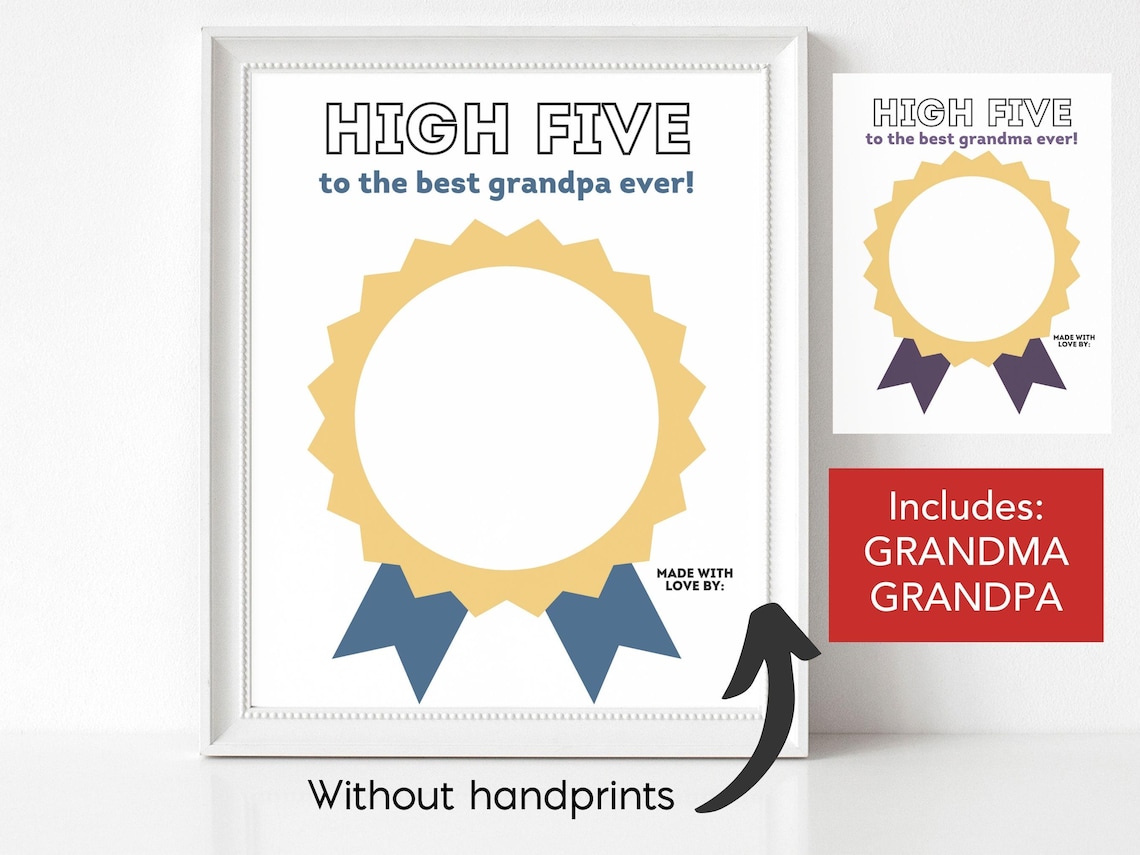 Grandparents Day Handprint Craft Printable, High Five Award for Grandma ...