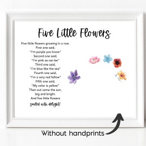 Five Little Flowers Handprint Activity, Preschool or Toddler Handprint ...