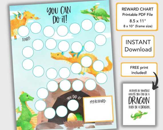 Dragon Reward Chart for Kids Behavior Chart Printable Chore | Etsy
