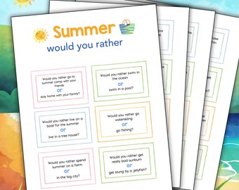 Would You Rather Printable Game for Kids or Teens, Road Trip Games ...