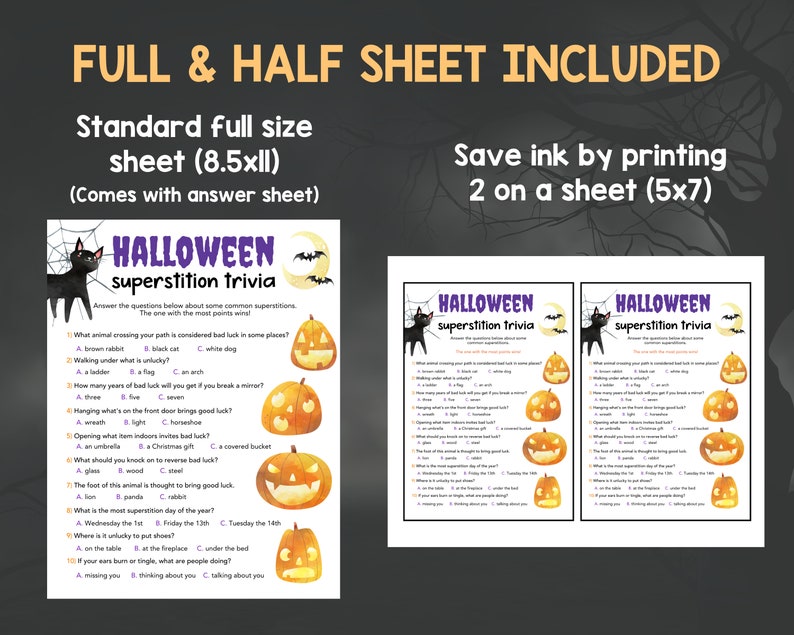 Superstition Trivia Game Printable Halloween Party Games for - Etsy