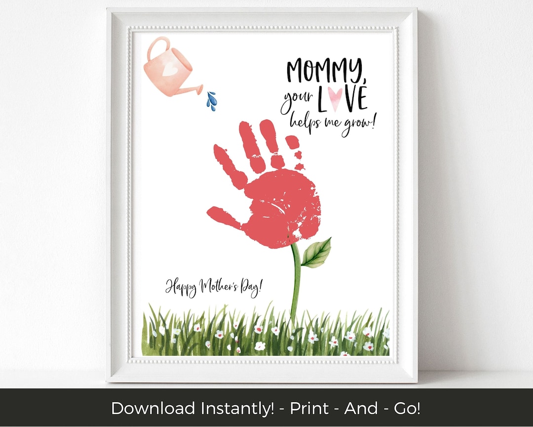 Mothers Day Flower Handprint Crafts for Kids, Mom Gift From Kids ...