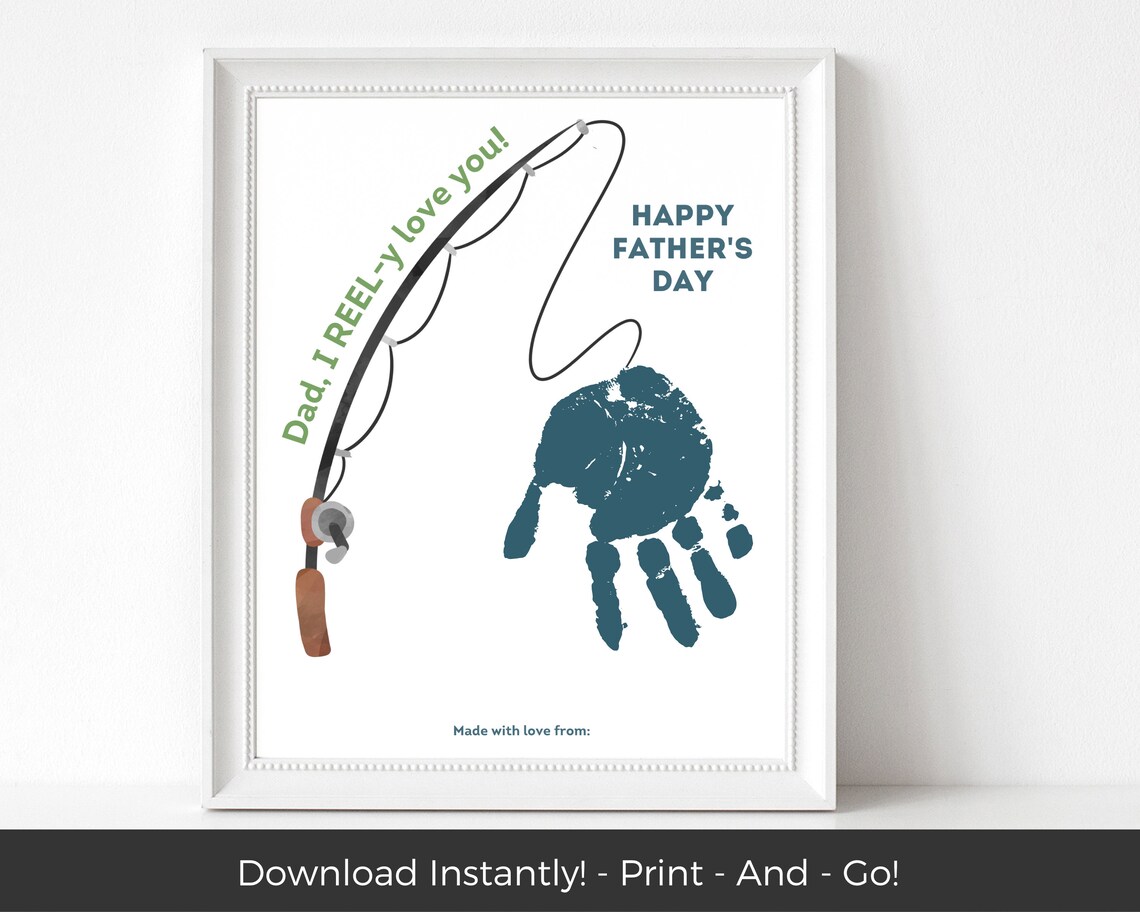 Kids Handprint Art Printable Fathers Day Card From Baby Look - Etsy