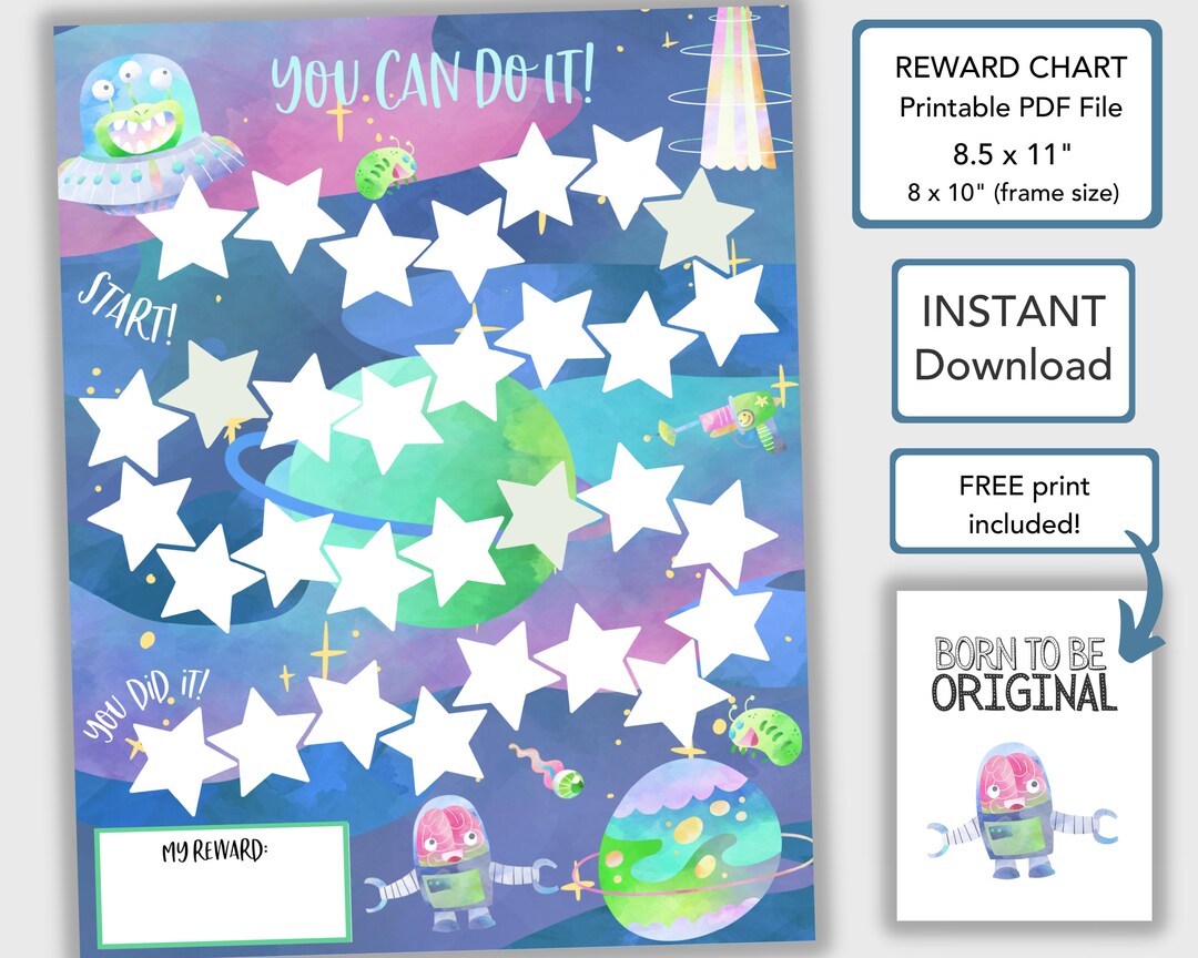 Aliens Reward Chart for Kids Behavior Chart Printable, Chore Chart ...