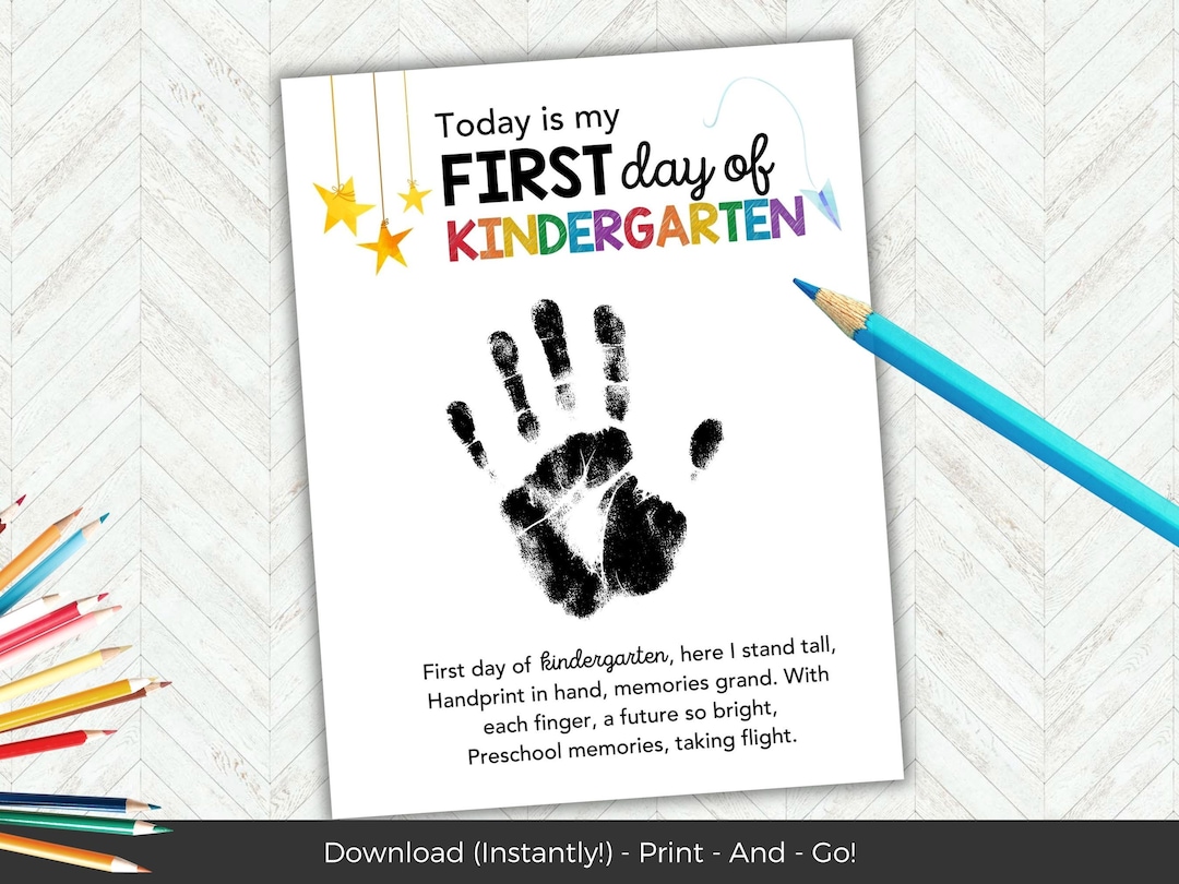 First Day of Kindergarten Handprint Craft Back to School Activity ...