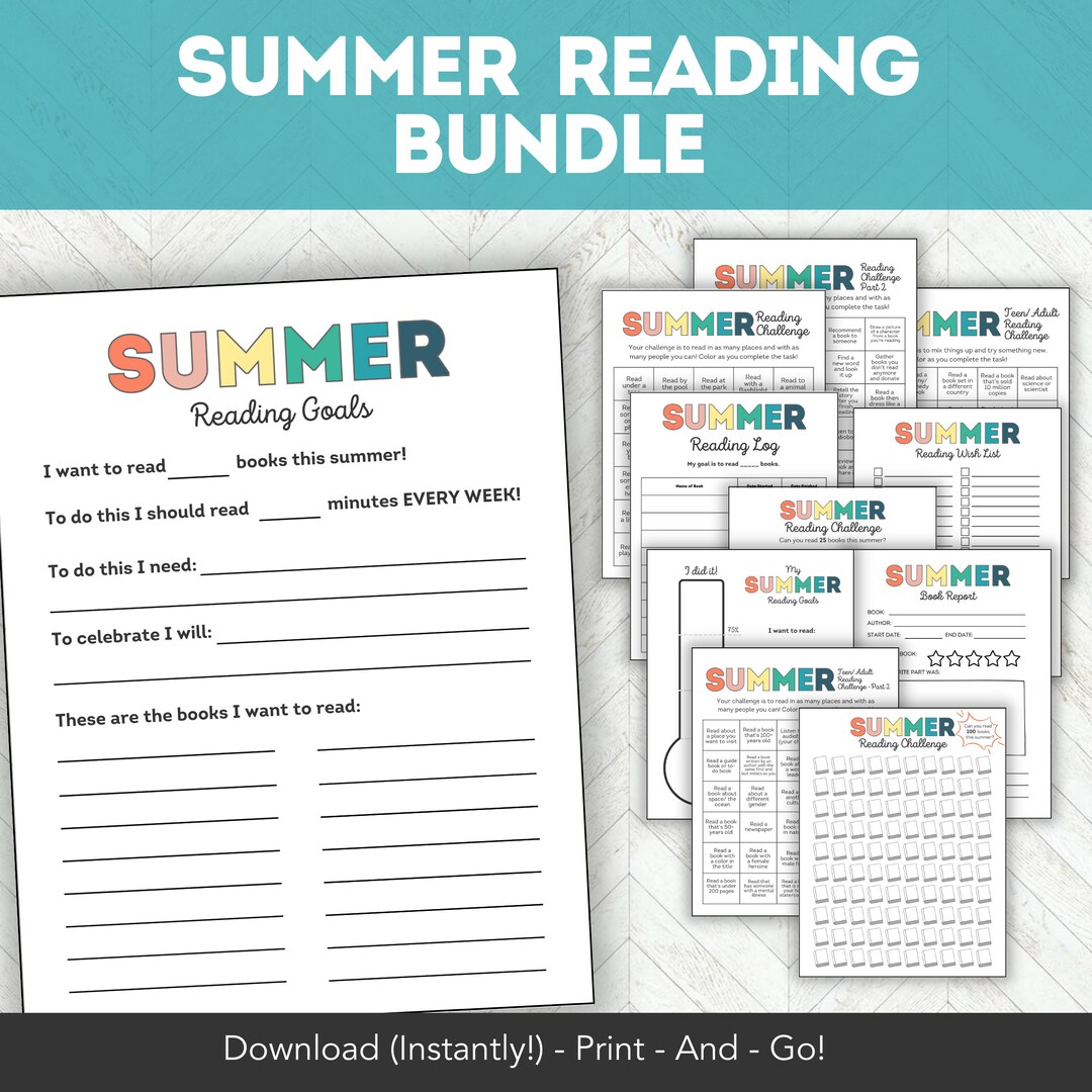 Summer Reading Challenge Printable, Teen, Adult or Kids Reading Journal ...