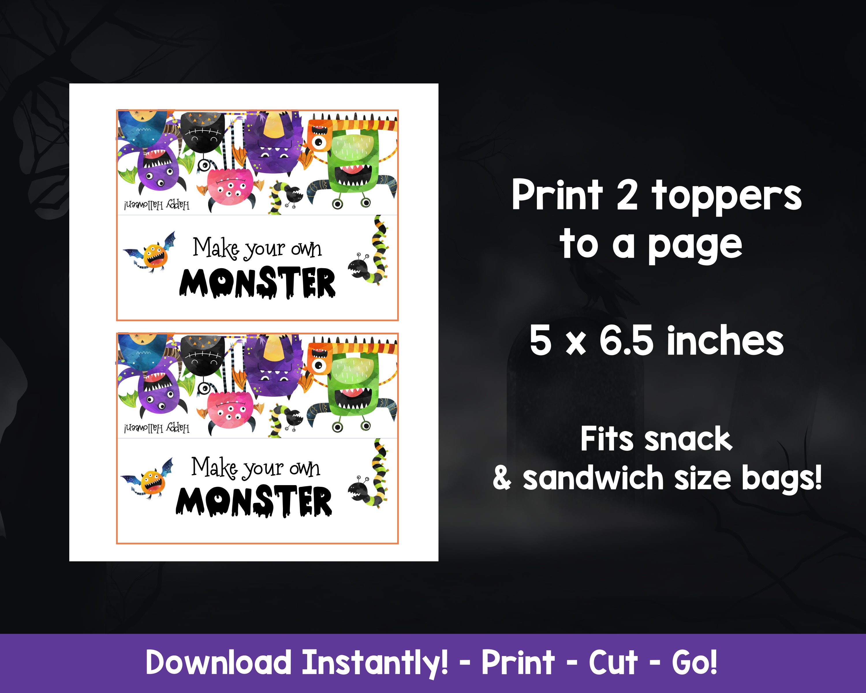 Make Your Own Monster Kit Printable Tag Monster Printable - Etsy