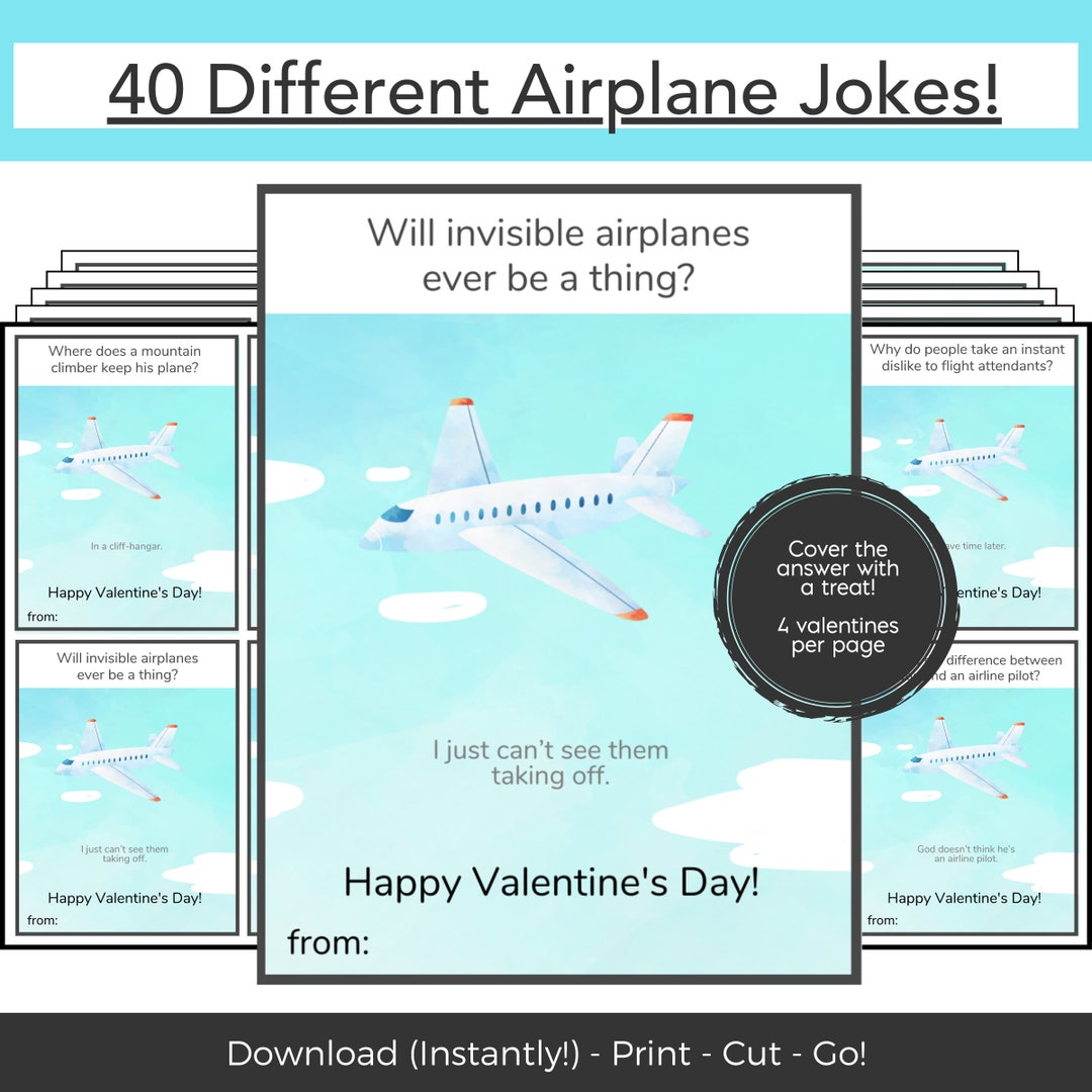 Airplane Valentine Cards for Kids Classroom, Boy Valentine Printable ...