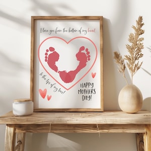 Mothers Day Footprint Craft, Heart My First Mothers Day Baby Footprint ...