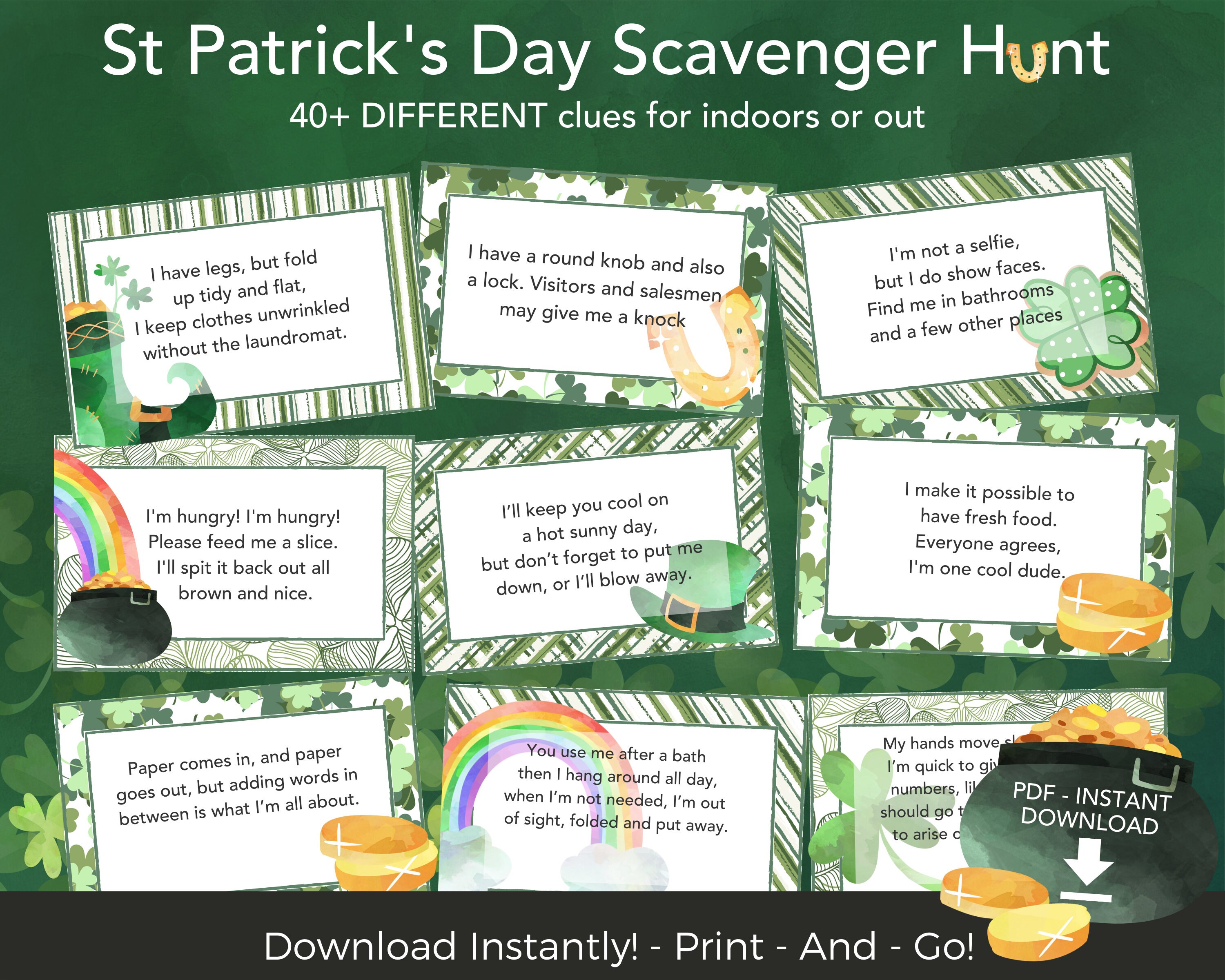 St Patricks Day Game Printable St Patricks Day Scavenger | Etsy