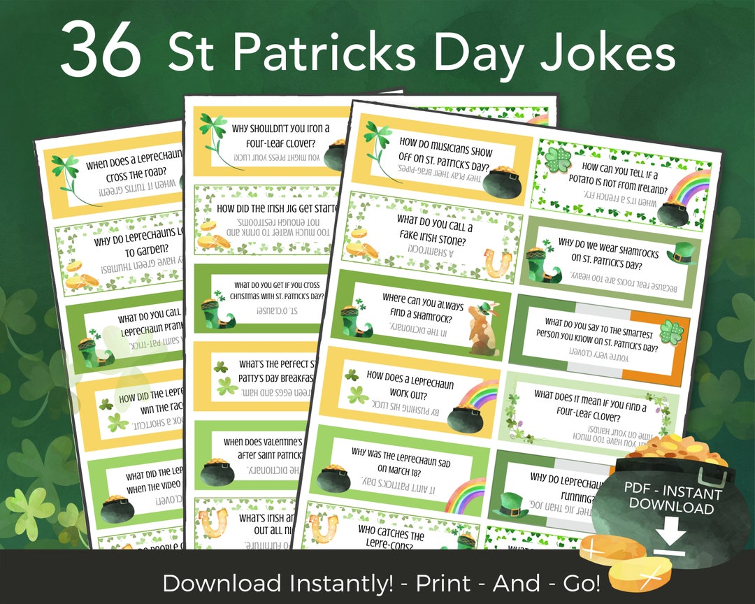 St Patrick's Day Jokes for Kids, Printable St Patricks Lunchbox Notes ...