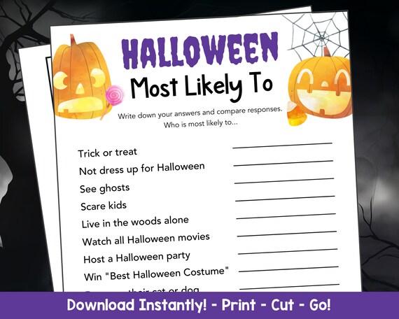 Most Likely to Game Halloween Printable Halloween Party Games - Etsy