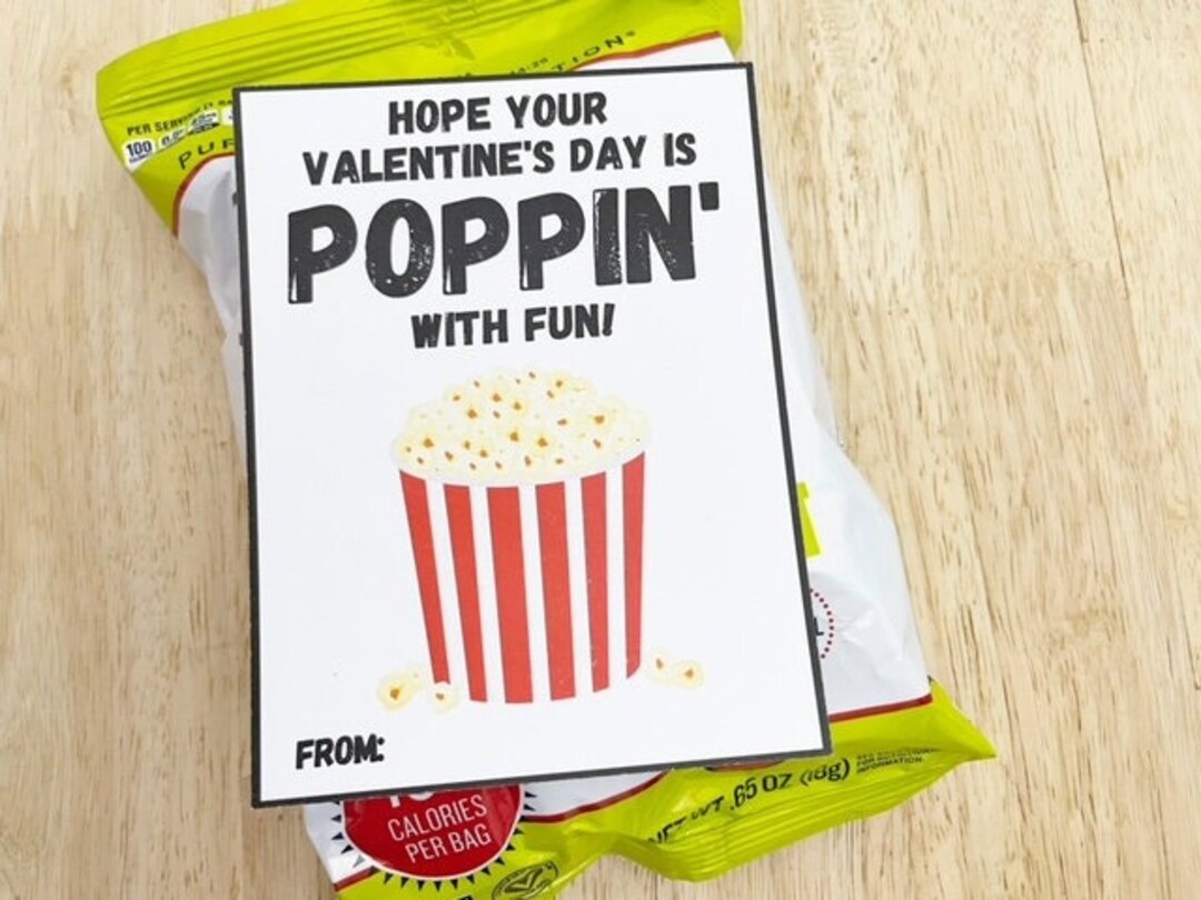 Popcorn Valentine Card, Printable Valentine Cards for Kids, Kids ...
