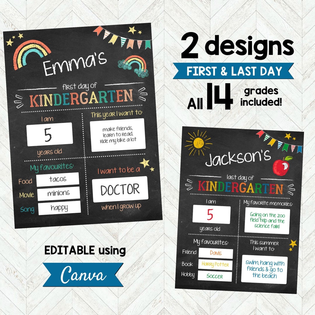 First Day of School Sign Printable EDITABLE Template, Back to School ...