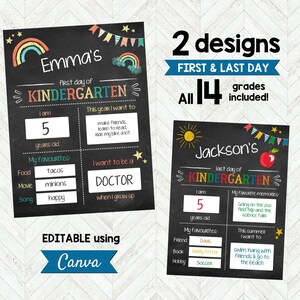 First Day of School Sign Printable EDITABLE Template, Back to School ...