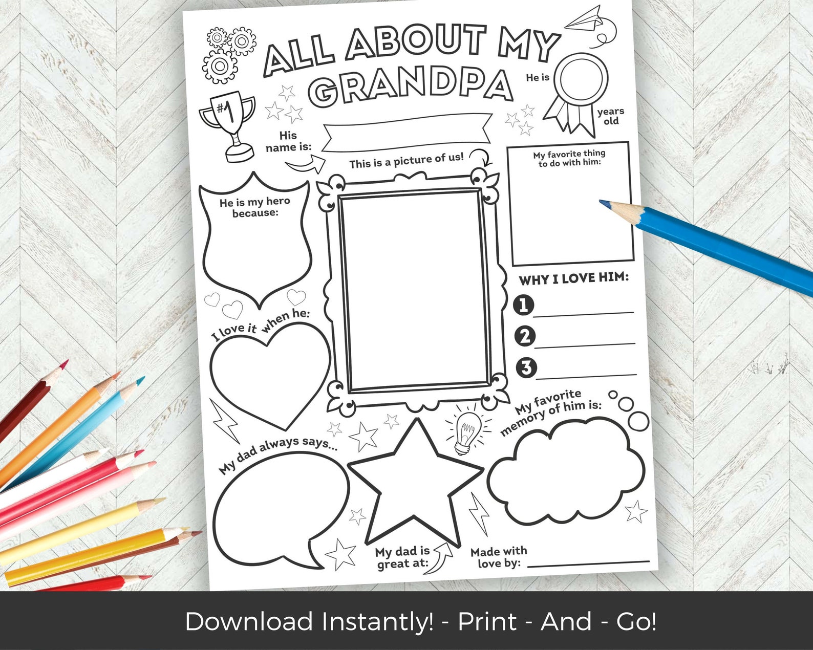 All About My Grandpa Printable Fathers Day Card Sentimental - Etsy