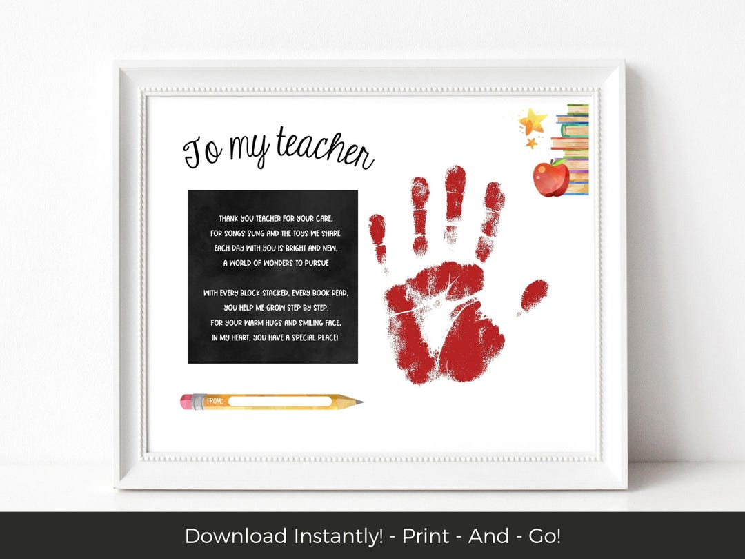 Teacher Appreciation Handprint Art Poem, Teacher Thank You Card From ...