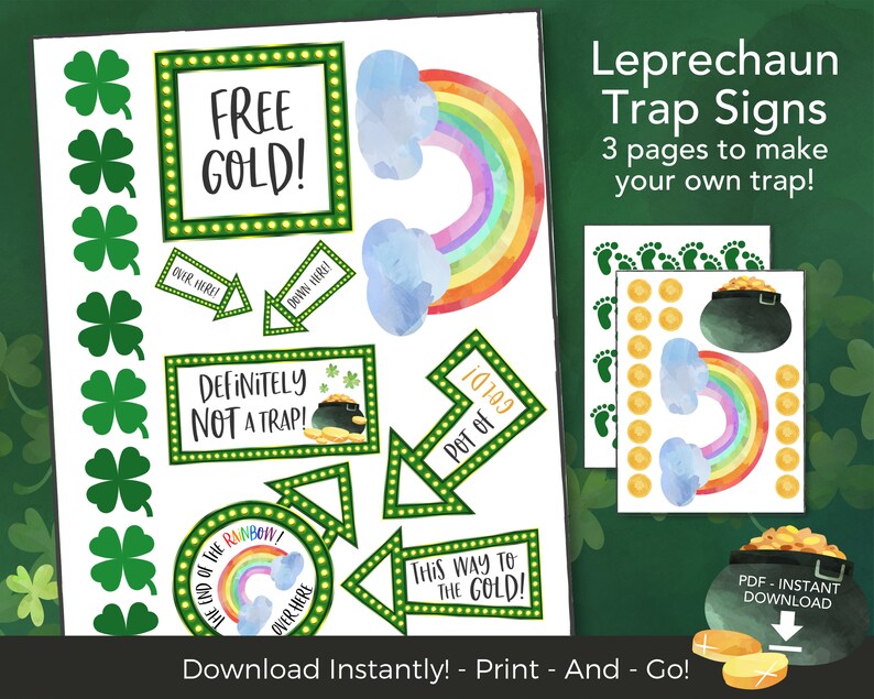 Leprechaun Trap Kit Printable St Patricks Day Activities for | Etsy
