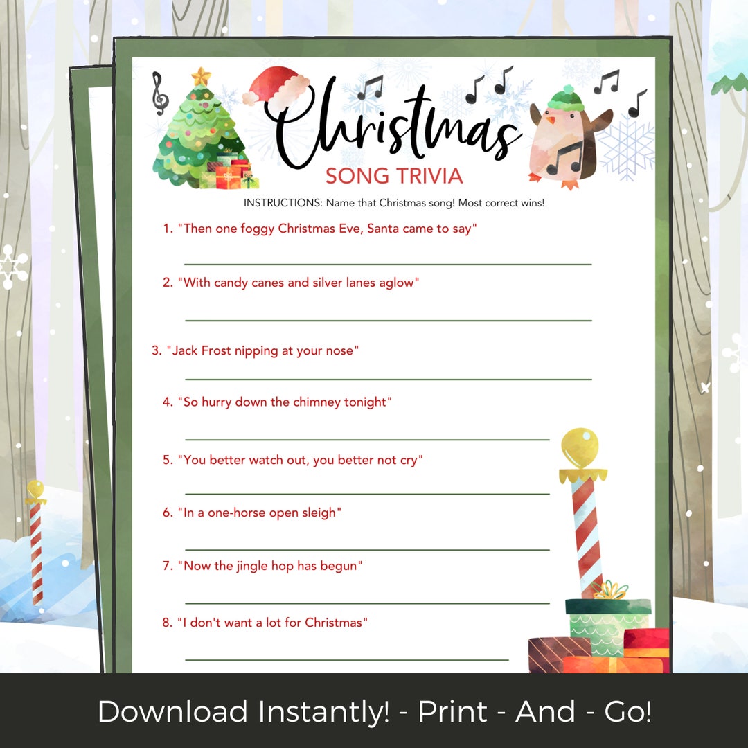 Song Christmas Trivia Games Printable, Christmas Games for Families ...
