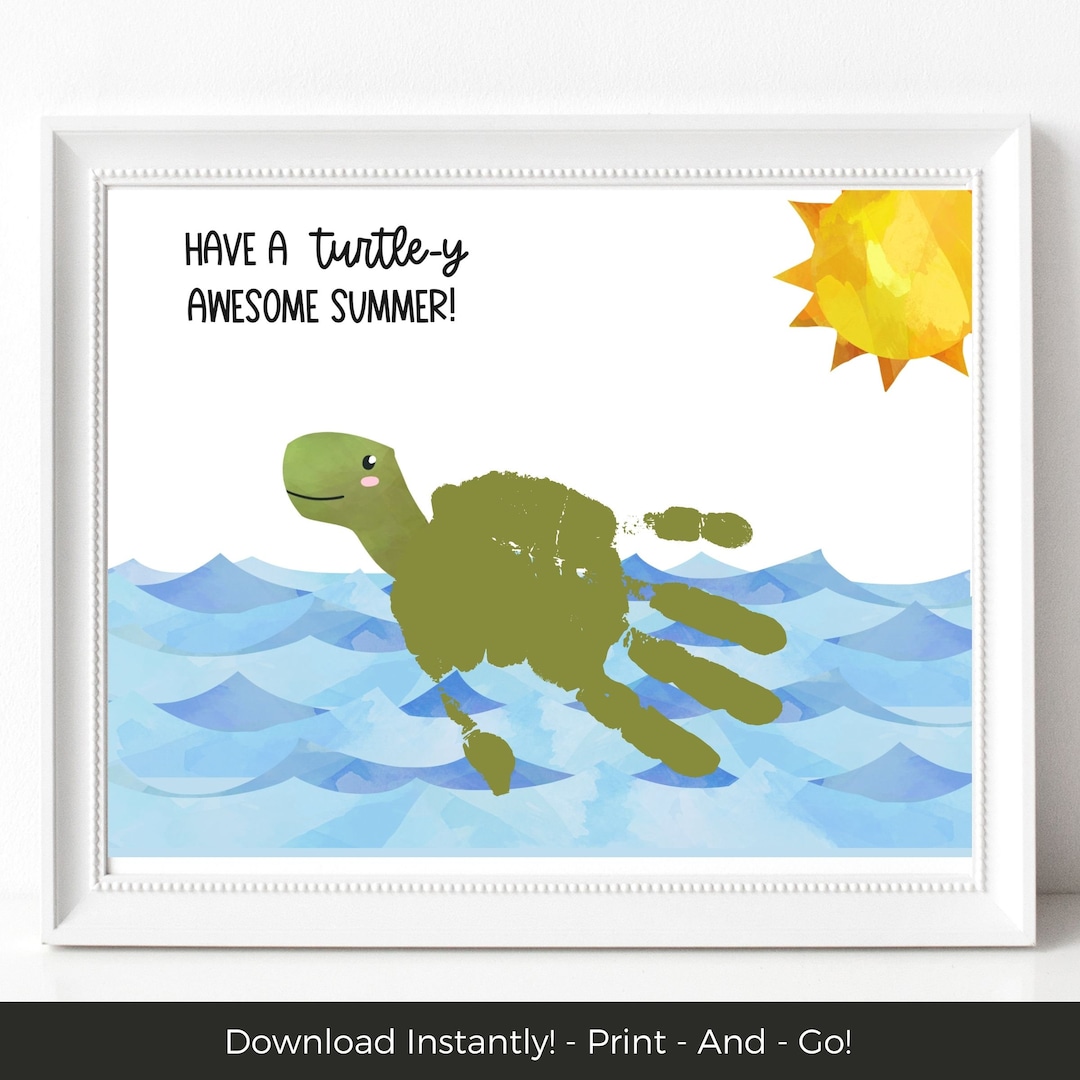 Handprint Turtle Craft, Printable Summer Handprint Art, End of School ...
