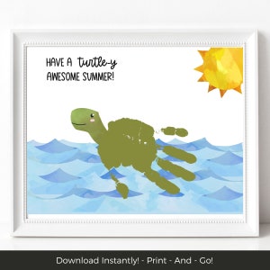 Handprint Turtle Craft, Printable Summer Handprint Art, End of School ...
