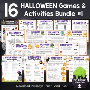 Printable Halloween Games Bundle, Halloween Bundle, Halloween Party ...