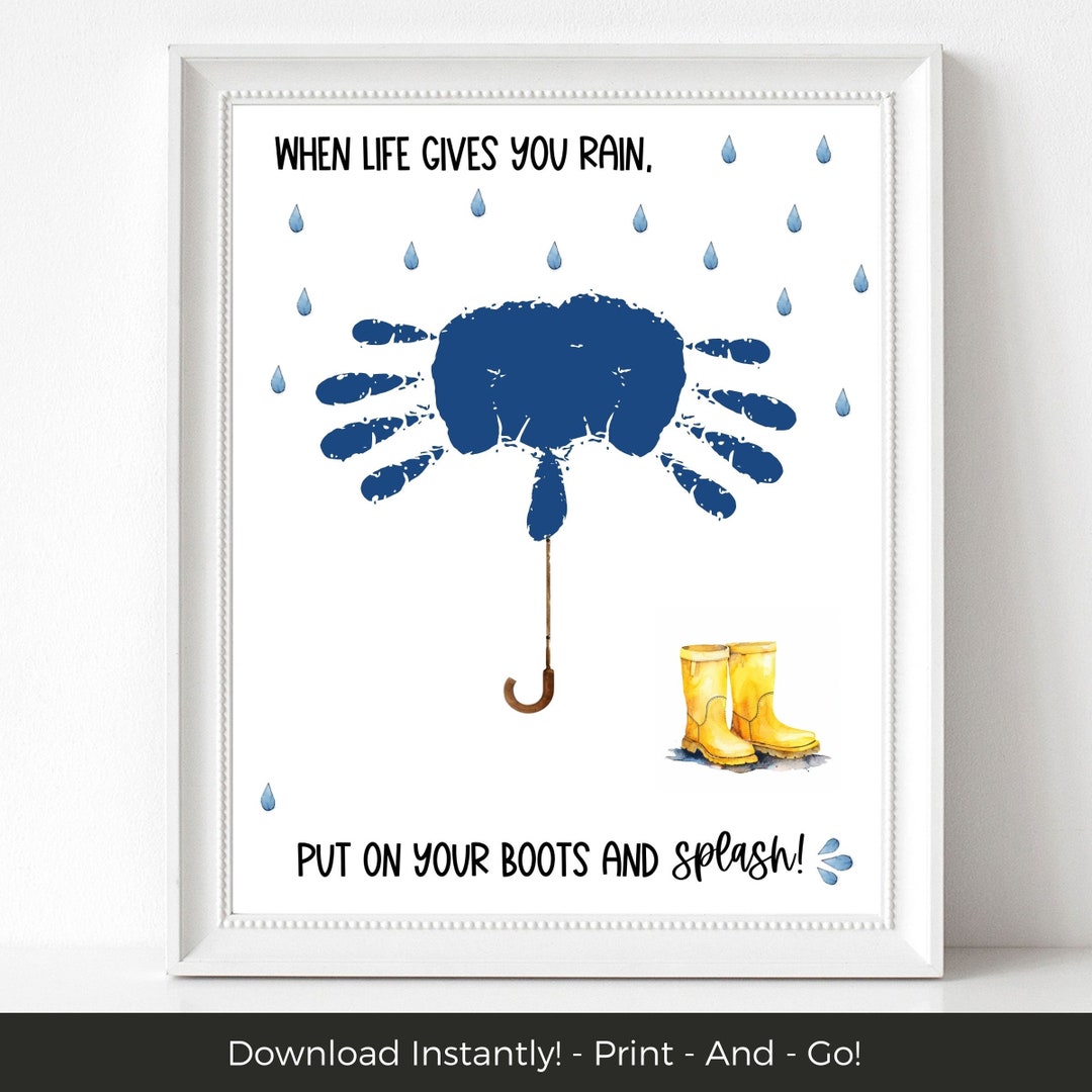 Spring Rain Umbrella Handprint Activity, Preschool or Toddler Handprint ...