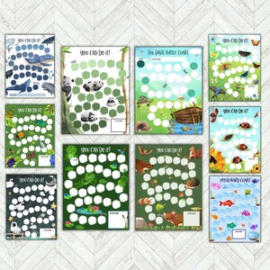 Bundle Animals Kids Reward Chart Printable, Sticker Chart for Kids ...