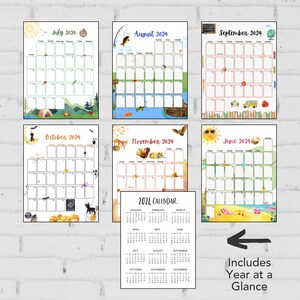 2024 Calendar, Kids Calendar Printable, Calendar 2024, Monthly Calendar ...