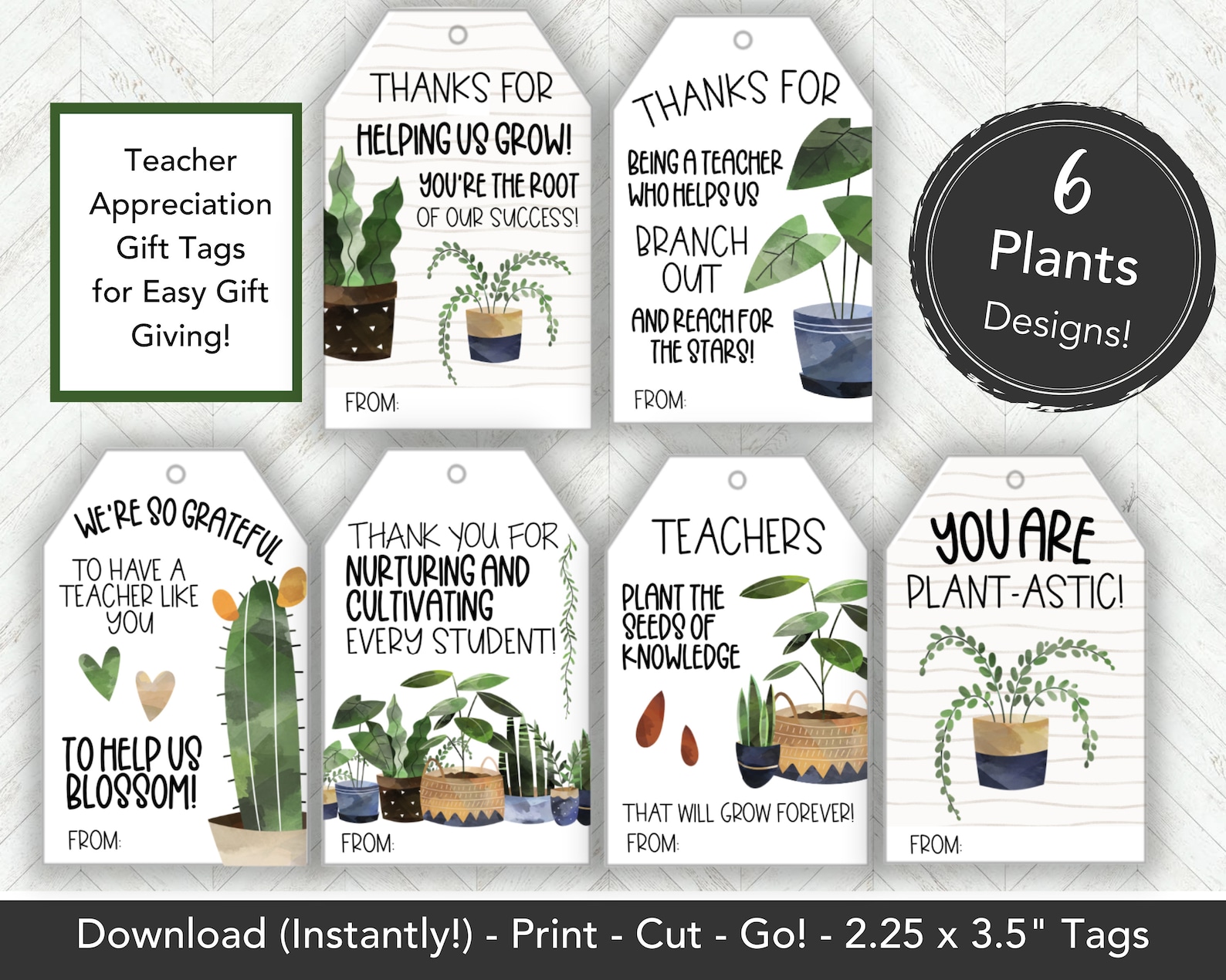Teacher Plant Gift Tag Printable Teacher Appreciation Gift - Etsy