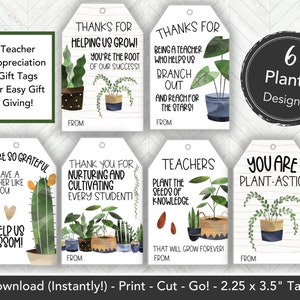 Teacher Plant Gift Tag Printable Teacher Appreciation Gift - Etsy