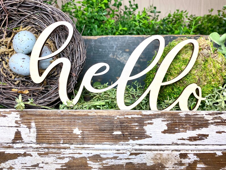 Hello Cut Out Word Cutouts Tiered Tray Decor Signs for Tiered - Etsy