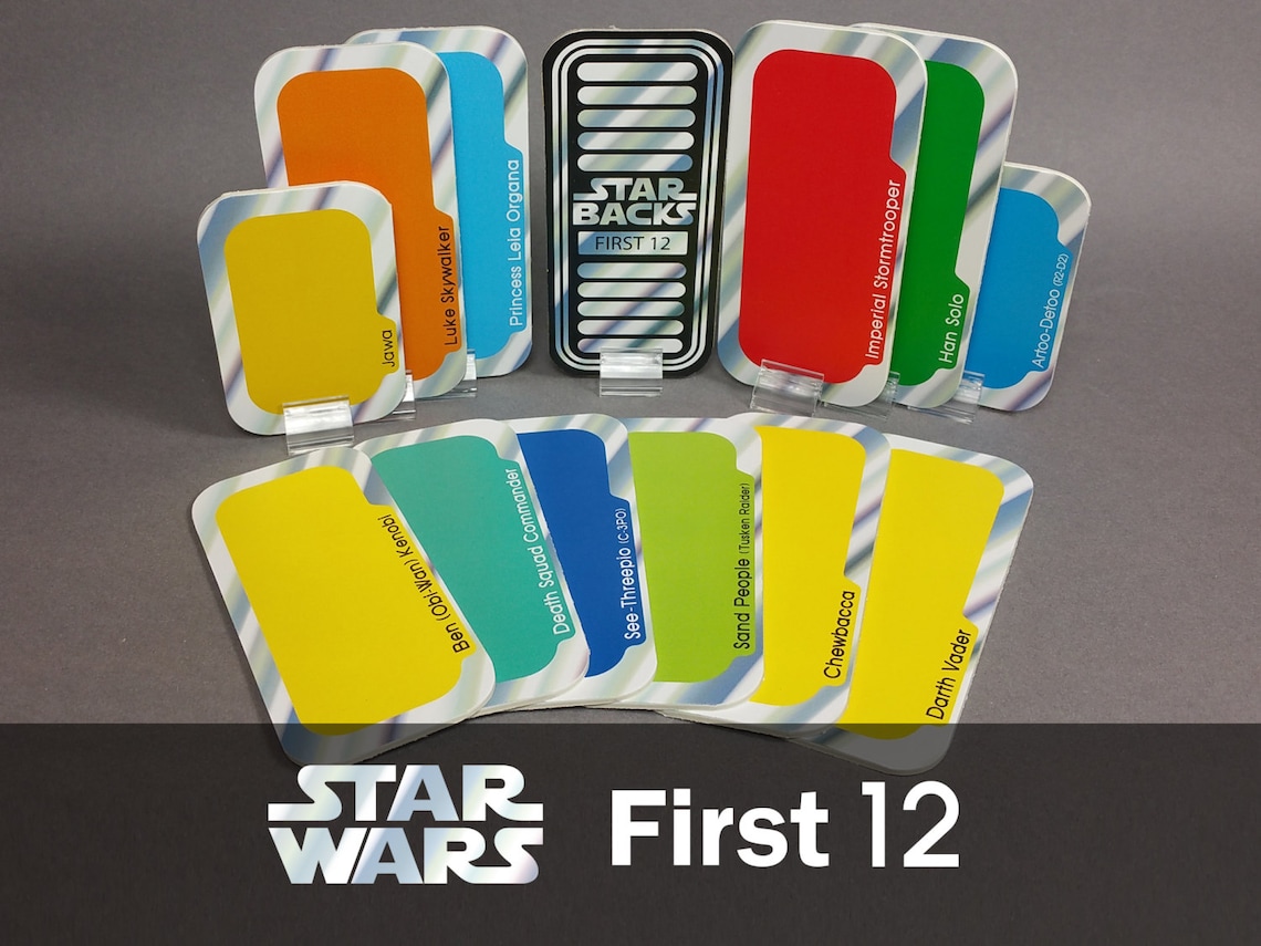 First 12 - Vintage Star Wars Action Figure Display Card Backs Colored ...