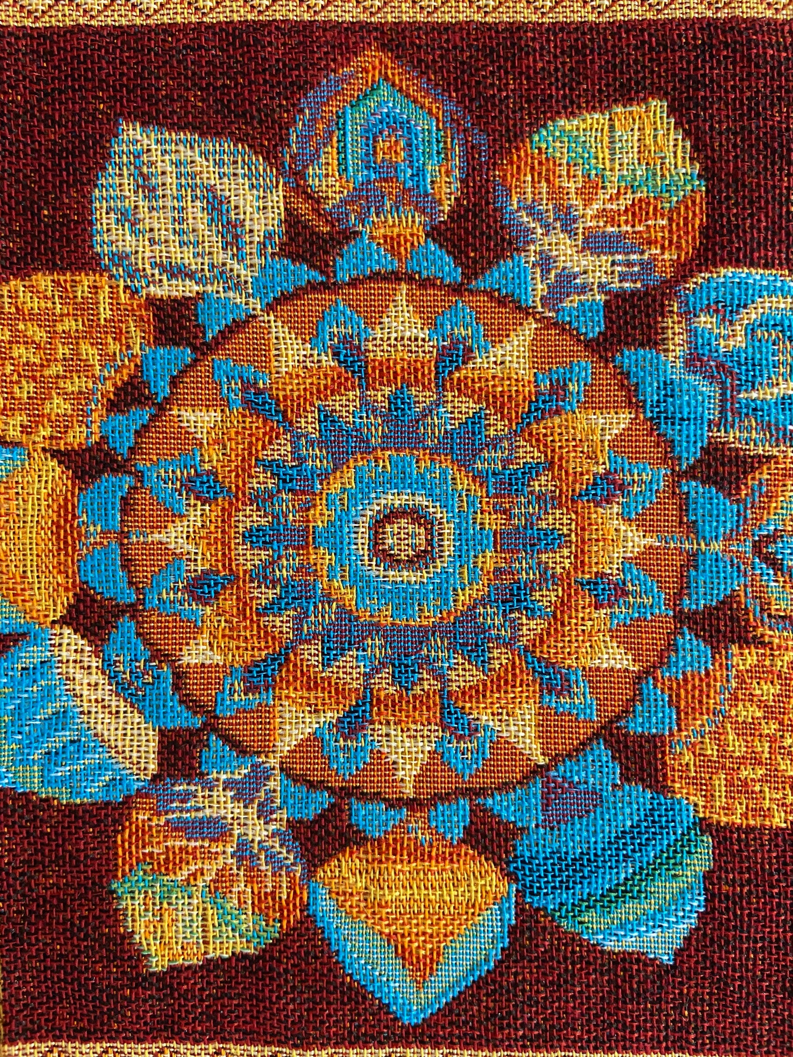 BOHO MANDALA TABLE Runner / Woven Tapestry Upholstery Fabric / | Etsy