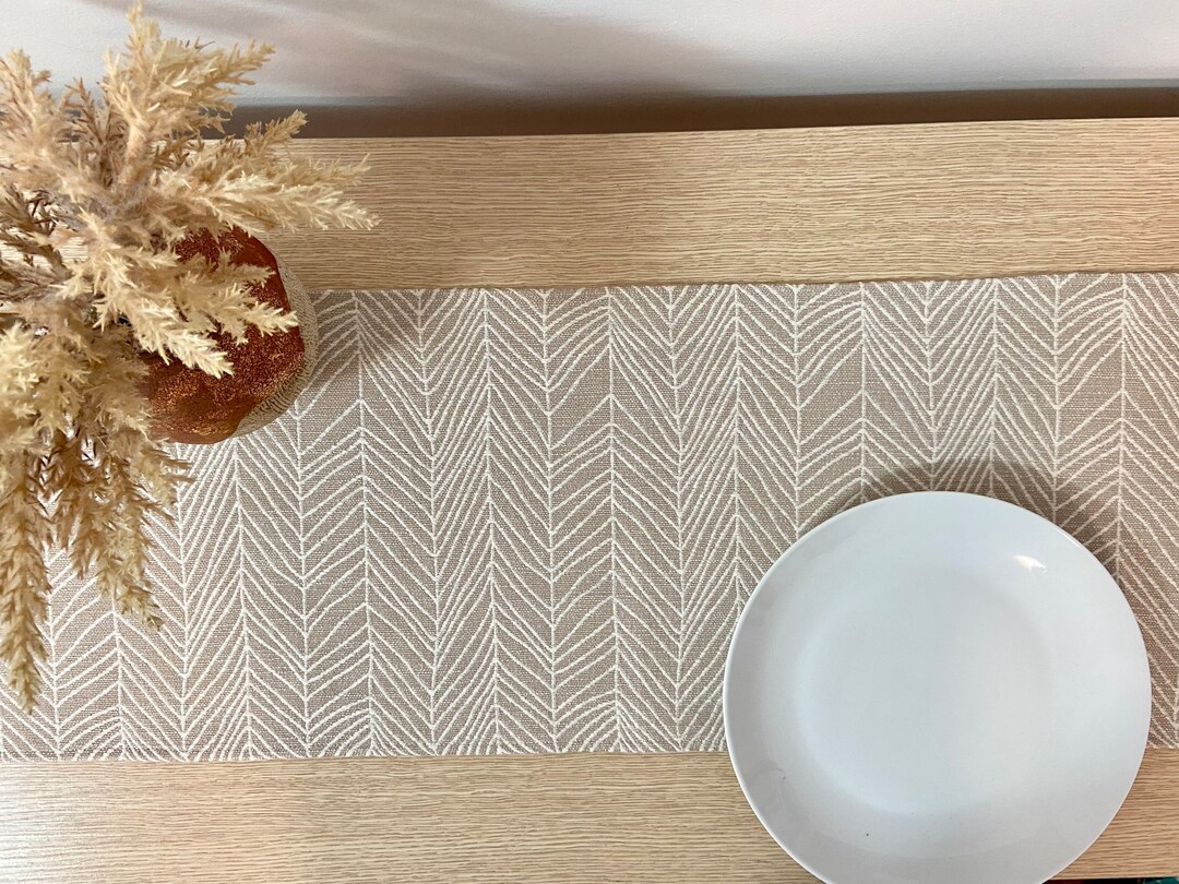 TAUPE & CREAM TABLE Runner / Woven Cotton / Neutrals / Naturals ...