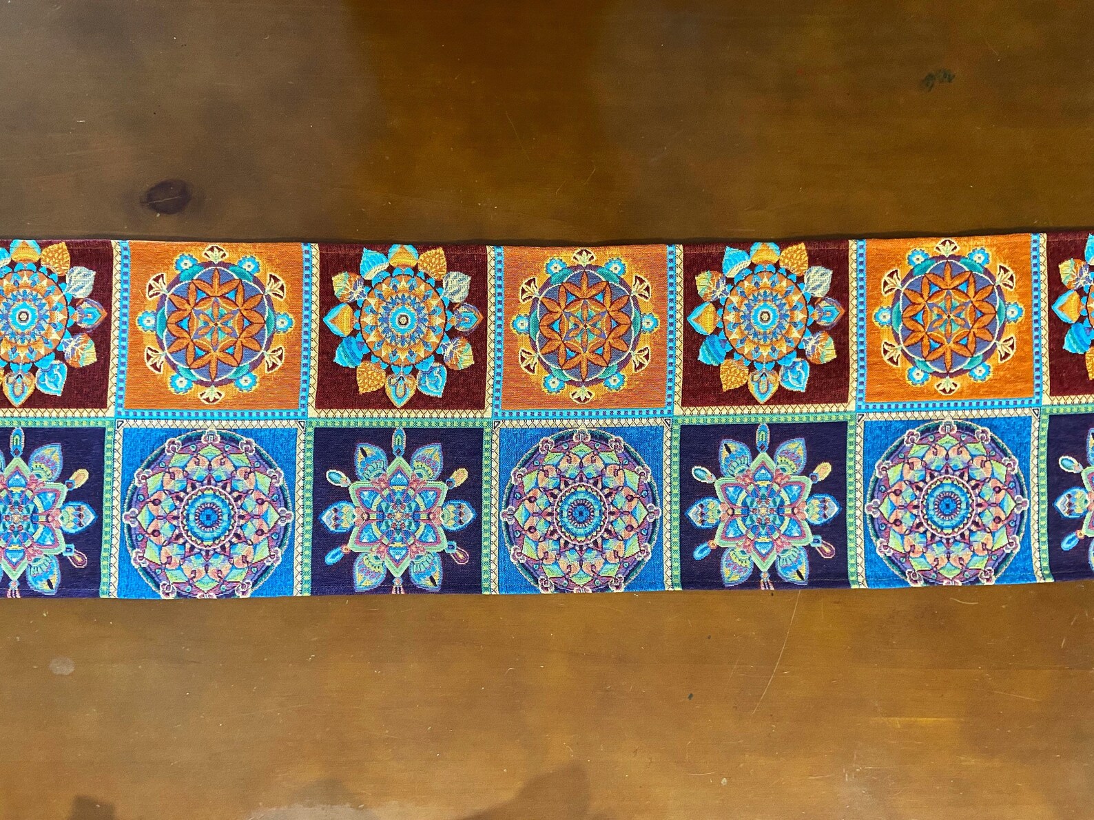 BOHO MANDALA TABLE Runner / Woven Tapestry Upholstery Fabric / | Etsy