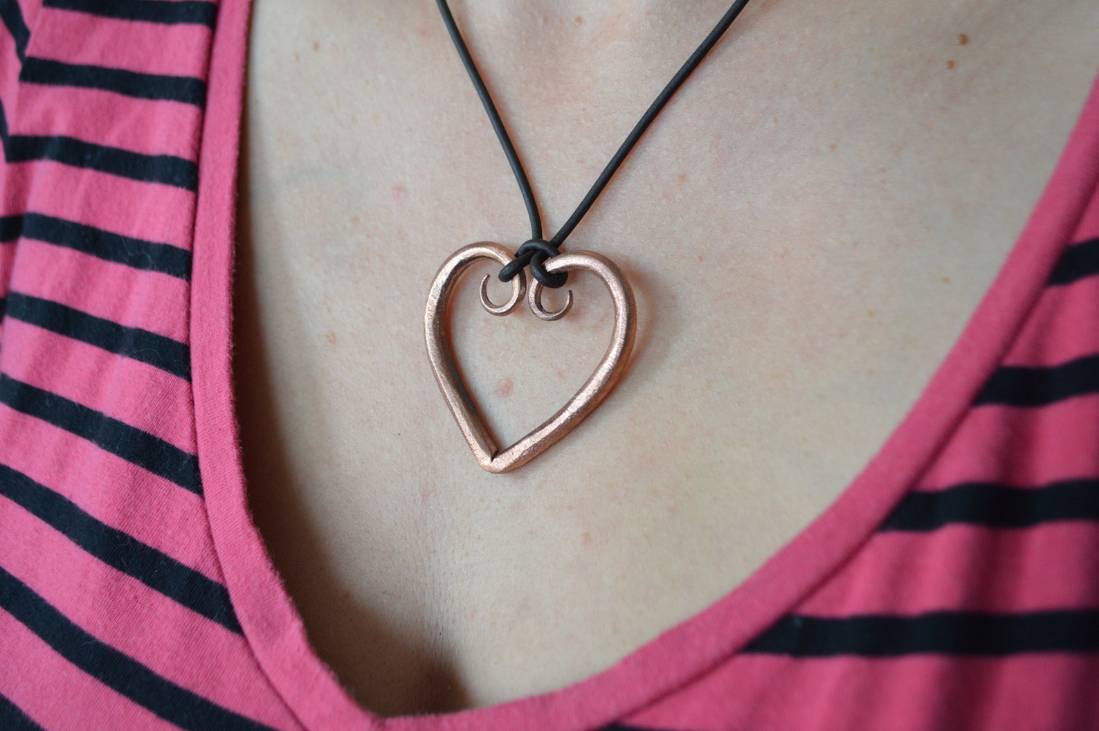 Copper Heart Pendant Blacksmith Made Hand Forged - Etsy